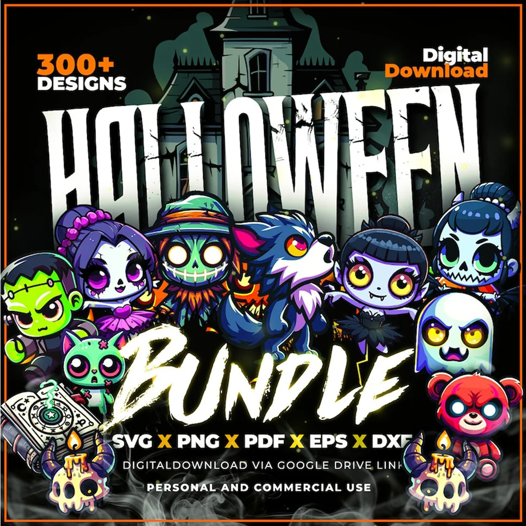 Spooktacular Halloween Clipart Chibi Bundle | 300+ Halloween Designs ...